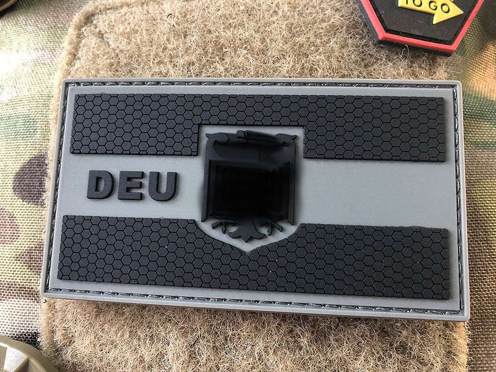 DEU Deutschland Flaggen Patch mit Bundesadler, steingrau olive / 3D Ru
